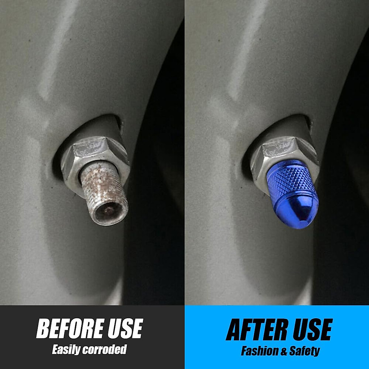 deemars 10PCS Tire Valve Stem Caps, Air Caps Cover, Aluminum Alloy Wheel Valve Stem Covers with Rubber Ring, Car Accessories Bullet Style Tire Valve Caps Universal for Cars, Trucks, Motorcycles