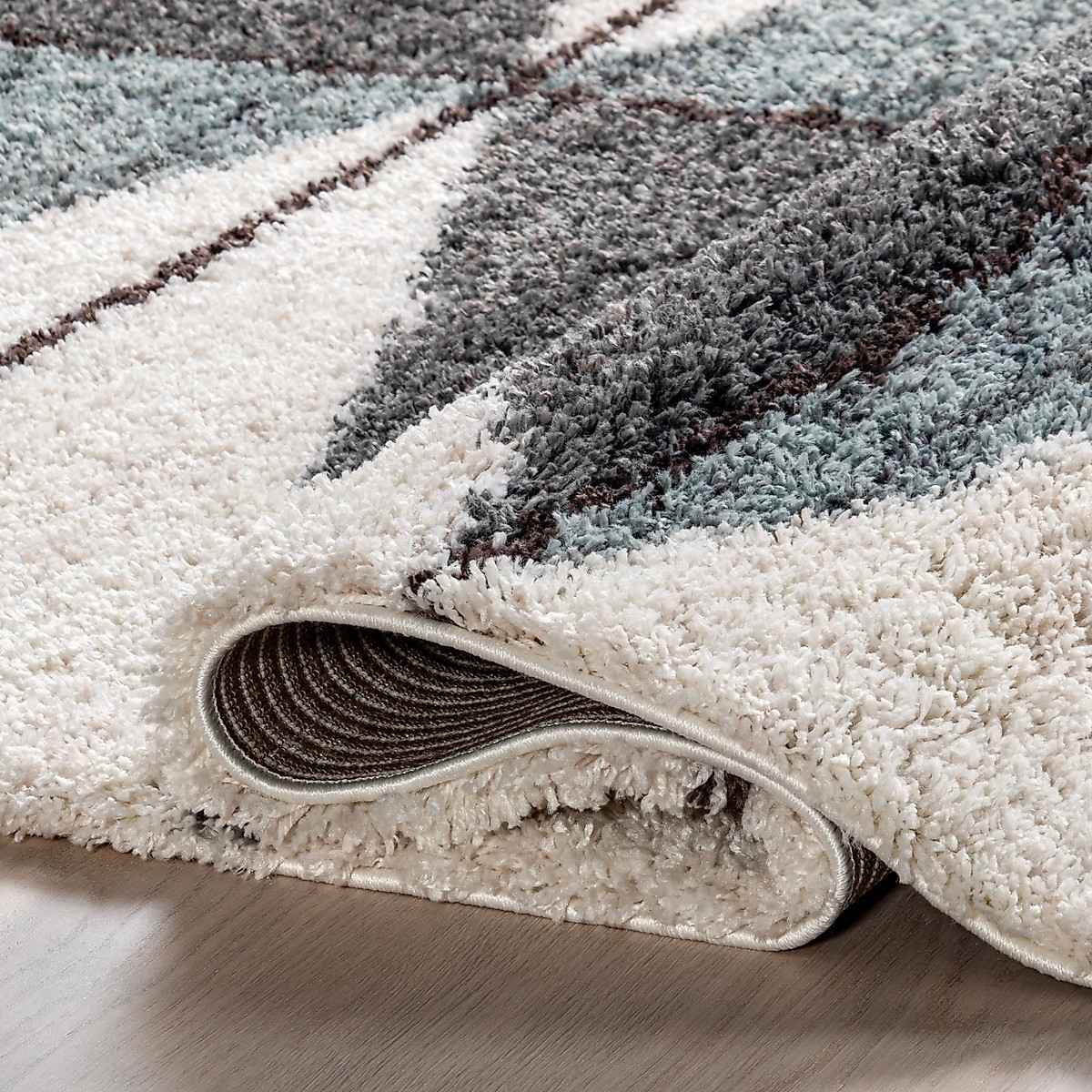 nuLOOM Kali Geometric 4x6 Shag Area Rug for Living Room Bedroom Dining Room Nursery Kitchen, Navy