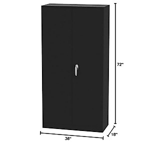 Greenvelly Metal Storage Cabinets 72” Black Garage Steel Storage Cabinet with Doors and Shelves, Metal Tool Cabinet, Steel File Cabinet for Home Office, Basement, Warehouse, Classroom（Anti Tipping）