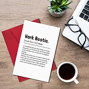 Ogeby Work Bestie Definition Card, Funny Birthday Card for Coworker Her, Humor Leaving Card for Work Friend