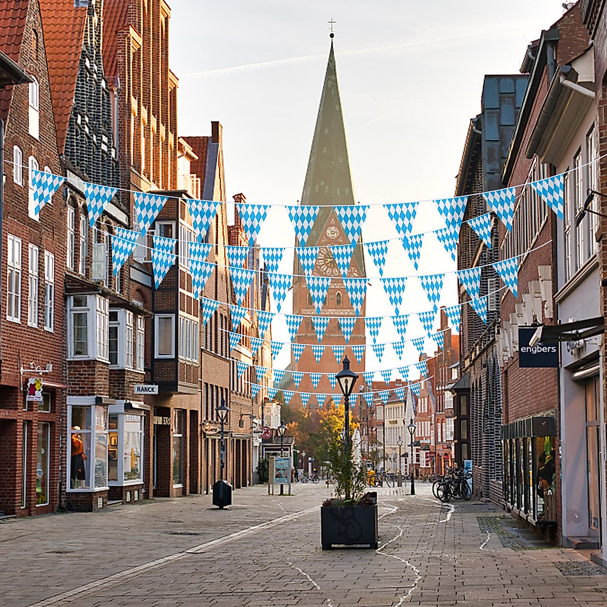 Ahfulife 39 Feet Oktoberfest Flag Banner for Oktoberfest Decorations, 1 pack Oktoberfest Bavarian Pennant Banner with 30pcs Flags for German Oktoberfest Themed Party Decorations(39 feet, 7.8"x11")