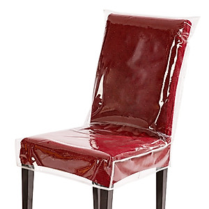 wokire Plastic Dining Chair Protector 18 x 17 inch, Chair Covers with Backrests,Clear PVC Water-proof Seat Cover, Keep Your Dinning Chair Away from Dust/Stains/Cat Dog Hair/Scratches (2 Pack)