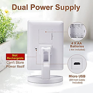 COSMIRROR Lighted Makeup Vanity Mirror with 10X Magnifying Mirror, 21 LED Lighted Mirror with Touch Sensor Dimming, 180°Adjustable Rotation, Dual Power Supply, Portable Cosmetic Mirror (White)