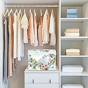 RunningBear Spring Bird Large Storage Bins with Lid Collapsible Storage Bin Cube Basket Organizer Larger Storage Cubes for Clothes Towels Magazine