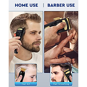 MOSMAOO Professional Hair Clippers and Hair Trimmer Combo Set for Men, Cordless Barber Clippers for Hair Cutting &Beard Trimmer with 5 Rotational Speeds and Adjustable Blade for Men, Women, and Kids