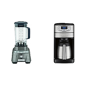 Cuisinart CBT-2000 3.5 Peak Hurricane Pro Blender, Gunmetal, Gun Metal & 10 Cup Coffee Maker with Grinder, Automatic Grind & Brew, Black/Silver, DGB-450
