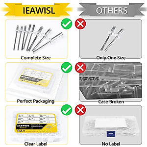 400PCS Silver Pop Rivets Assortment Kit, 8 SAE Sizes Aluminum Rivets (1/8" 3/16") with Reinforced Divider & Labeled Case for Storage
