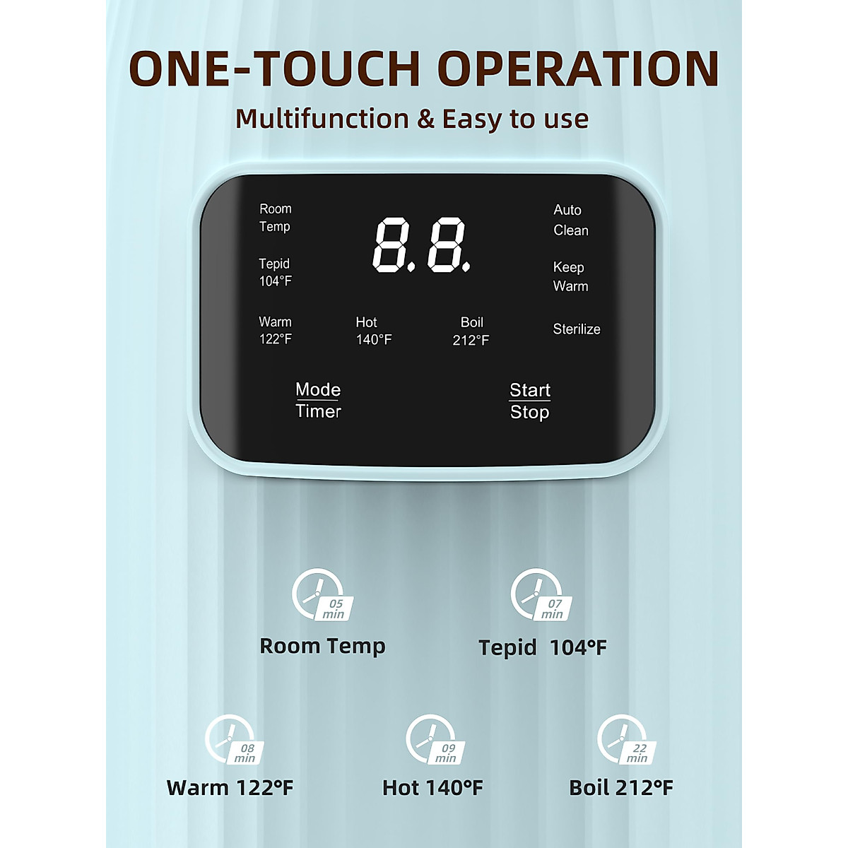 20oz Nut Milk Maker Machine - Multi-Functional Automatic Almond Milk Machine with 10 Blades, Plant-Based Milk, Oat, Soy, Oat, Dairy Free Beverages with 12 Hours Timer/Auto-clean/Boil（blue）