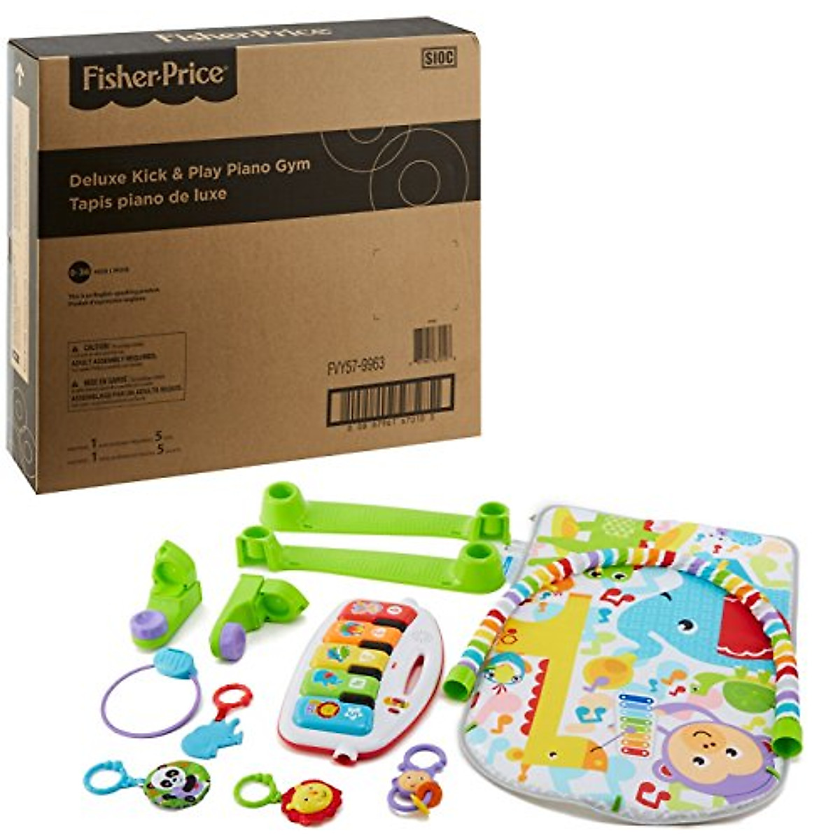 Fisher-Price Baby Gym & Activity Mat, Deluxe Kick & Play Piano Gym with Musical Toys, Lights & Smart Stages Learning
