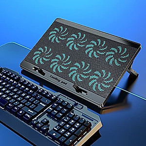 Laptop Cooling Pad with 8 Quite Cooling Fans,Laptop Fan Cooling Pad for 12-17 Inch, Laptop Cooler Stand with 7 Height Adjustable, 2 USB Ports,Wind Speed Adjustable(Black)
