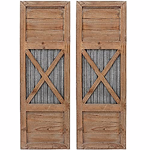 FirsTime & Co. Raleigh Shutter Wall Plaque Set, 36"H x 12"W, Natural, Antique Silver,70039