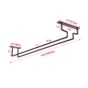 MOCOUM 2 Pack 15.6" Wine Glass Rack Under Cabinet Stemware Rack, Wine Glass Hangers Rack Wire Wine Glass Holder Storage Hanger Hold Up To 10 Wine Glasses for Cabinet Kitchen Bar (Brown, 2 pack)