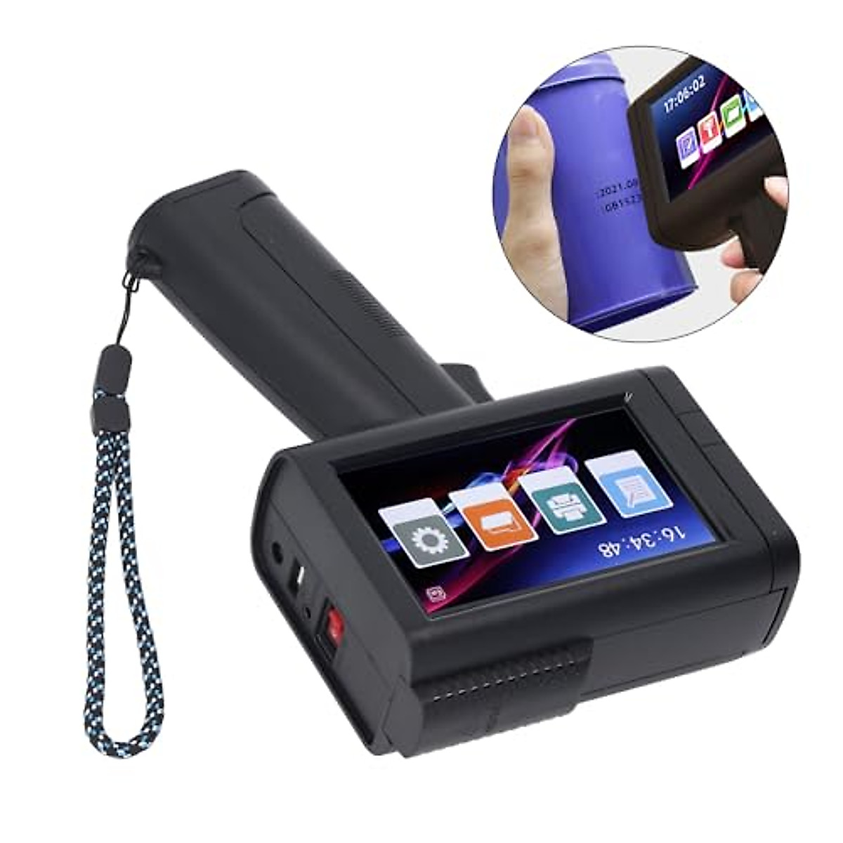 Handheld Inkjet Printer, Portable Inkjet Printer LED HD Screen Type C Charging for Barcode (US Plug 100-240V)