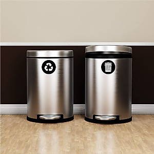 Recycle and Trash Magnetic Stickers Logo (4 Pack) - for Metal or Plastic Garbage cans, and Bins - Indoor & Outdoor - Laminated and UV Protected Premium Decal 2567 (Black - Magnetic, XSmall)