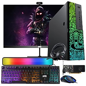 Gaming PC Computer, TechMagnet Cobra, Intel i5 8th Gen, GT 1030, 16GB RAM, 512GB SSD, 2TB HDD, 22 Inch LED Monitor, RGB Peripherals, Webcam, Win 11 Home (Renewed)