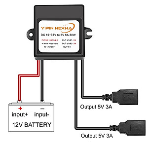 DC Converter 12V 24V to 5V 6A 30W Dual USB Female DC DC Buck Converter Power Adapter Step Down Module