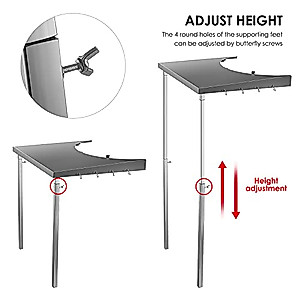 ETE ETMATE Weber Kettle Table, Weber Grill Side Table with Multiple Hooks Stainless Steel Foldable Grill Workbench Fits All Weber 18" Charcoal Kettle Grills