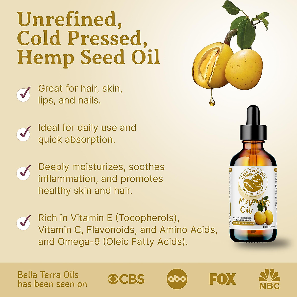 Bella Terra Oils - Marula Oil for Face 8 oz - Cold-Pressed Essence, A Symphony of Essential Fatty Acids, for an Enriched Skin Experience