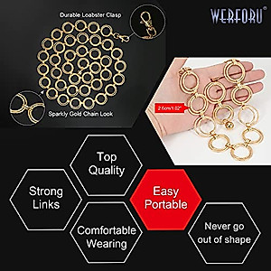 WERFORU Women Metal Link Body Chain Belt Ladies Waist Chain Belts for Jeans Dress (Gold, FIt waist size below 52 inches)