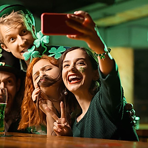 ALoveSoul Natural Agate Stone Lucky Clover Beaded Bracelet Shamrock Chram Bracelet St Patricks Day Party Accessories Decorations