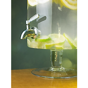 Glass - Beverage Dispenser - Cold Drink Dispencer - Iced Beverage Server -2 Gallon - 7.5 Liter (256 Fl. Oz.) - with Stainless Steel Spigot - Knob - - by Barski - Made in Europe