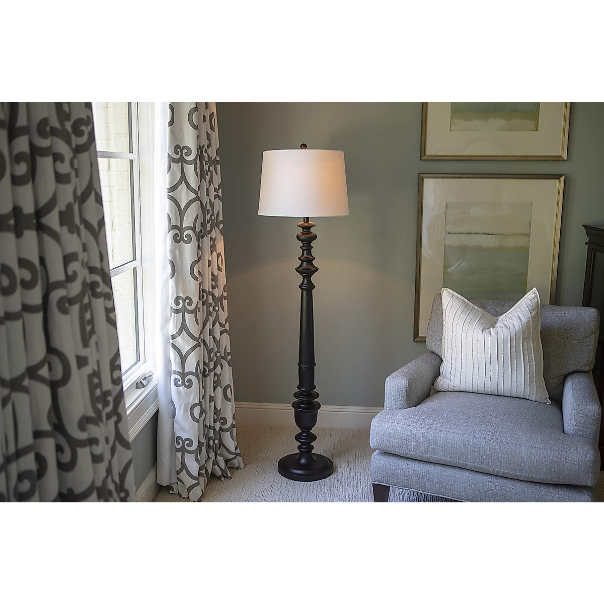 Decor Therapy Benjamin Traditional Floor Lamp, Satin Black