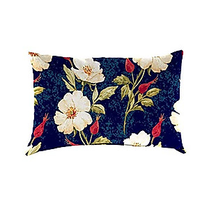Plow & Hearth Polyester Classic Lumbar Pillow - 19 x 12 x 5.5 Rose Garden