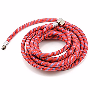 Paasche Airbrush Airbrush, 10' Nylon Braided Air Hose, Red & Black