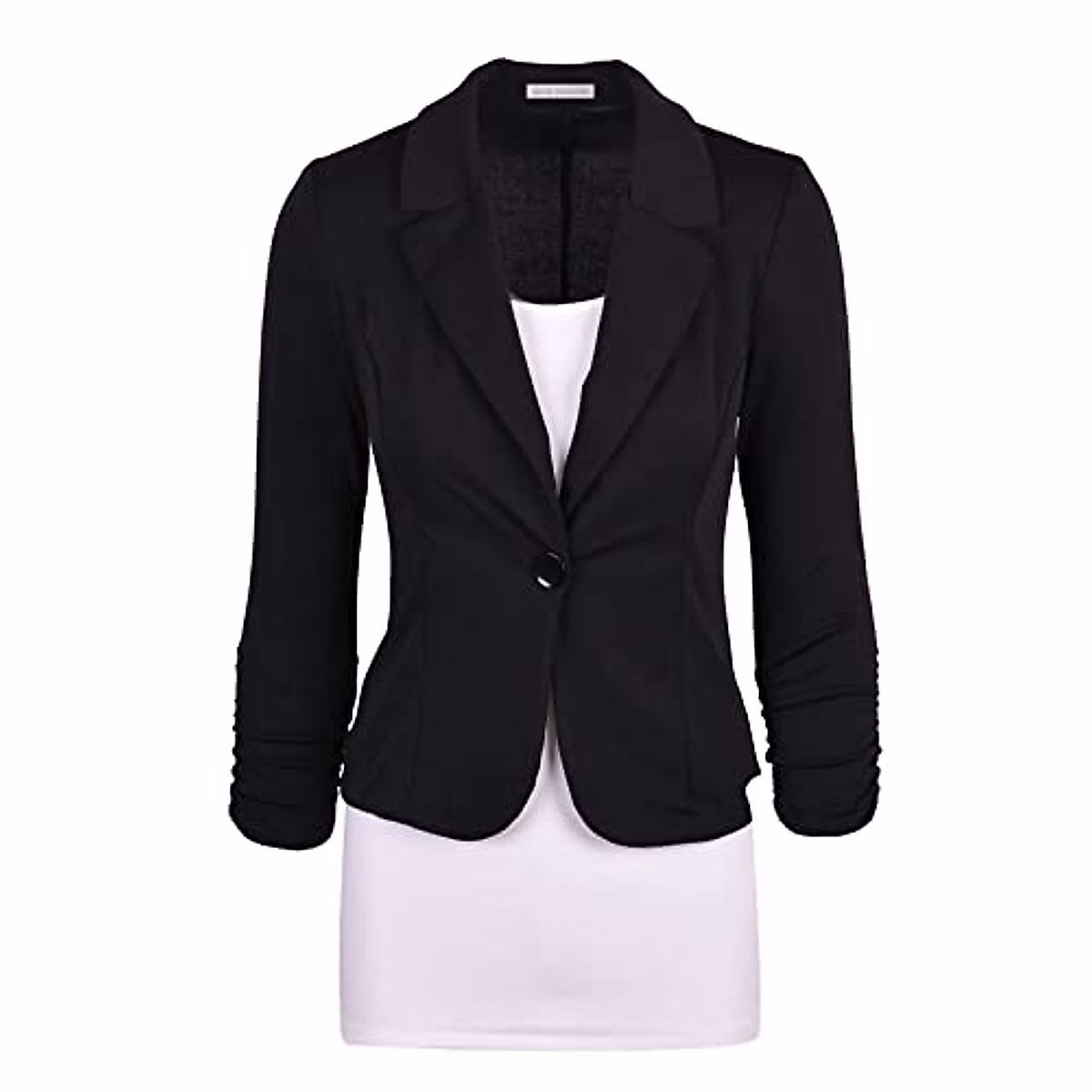 Auliné Collection Women's Casual Work Solid Color Knit Blazer Black Small