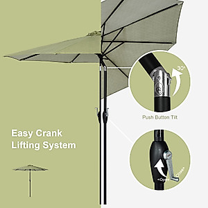 Tempera 9 ft Patio Umbrella Outdoor Table Market Umbrellas with 2-year Nonfading Canopy, 8 Sturdy Ribs and Push Button Tilt & Crank for Deck Pool Garden Lawn and Balcony
