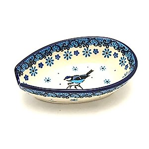 Polish Pottery Spoon Rest - Bluebird