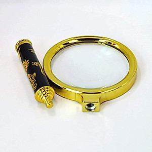 SFMZCM Magnifying Glass Handheld Old Man Reading Professional Reading Metal Dragon Handle Optical high-Definition Jewelry Identification