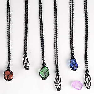 VNVETYTO 18 PCS Crystal Cage Necklace Holder Necklace Cord Empty Stone Holder Replacement Hand-Woven Necklace Cord with Adjustable Length (Black)