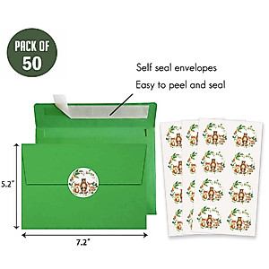 Yuzioey 50 Woodland Baby Shower Invitations, Forest Woodland Greenery Invitations Macthing Envelpoes, Diaper Raffle Tickets, Book Request Cards, Forest Creatures Invitations