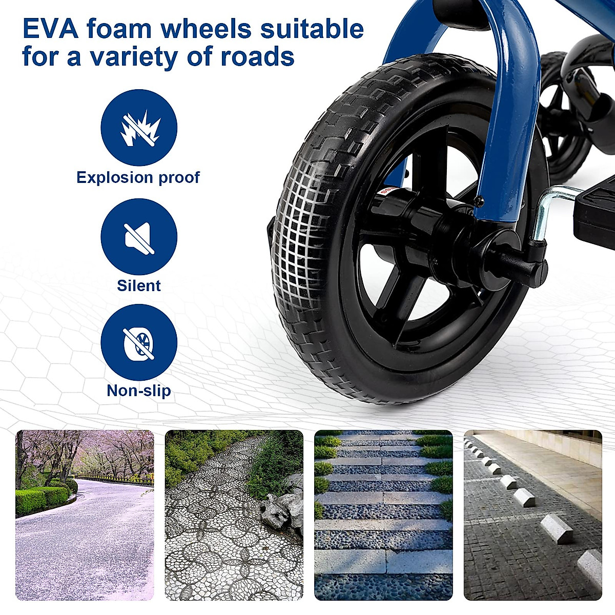 XPIY Tricycle for Toddlers Age 2-5 Years Old, 3 in 1 Folding Toddler Bike for Boys and Girls, Kids' Bike Trike with Detachable Pedal and Adjustable Seat (Blue)