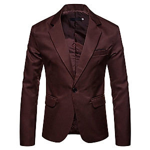 Men's Slim Fit Daily Blazer Lightweight One Button Lapel Slim Fit Business Jacket Solid Wedding Party Sport Coat (Brown,Small)