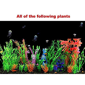 CousDUoBe 30 Pack Artificial Aquarium Plants, Full Set of Fish Tank Decorations, Various Sizes, Perfect Match ( 5.2 "-15.7" ) (30 Pack)