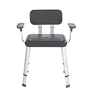 WENKO Shower Chair for Inside Shower, Bathtub Seat for Seniors, Elderly, Handicap Bath Chair with Arms and Back, Adjustable Height, Holds up to 286.6 lbs, 24.8 x 28.1-32 x 18.3 in