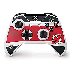 Skinit Decal Gaming Skin Compatible with Xbox One S Controller - Officially Licensed NHL New Jersey Devils Jersey Design
