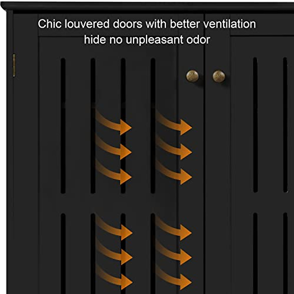 Yaheetech Shoe Storage Cabinet Floor Storage Organizer Wooden Cabinet with 3 Doors Adjustable Shelf for Entryway Living Room Home Office Black