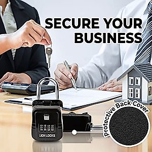 Lion Locks 1500 Key Storage Lockbox, Set-Your-Own Code Lock Portable Key Holder, Rust-Proof, Secure Outdoor Key Safe, Hide-a-Key Safe Box Lock Box, Airbnb, Construction (2-Pack/Black)