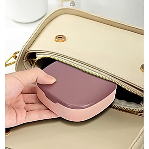 Unaikoo Travel Jewelry Organizer, Small Jewelry Box with Mirror, Plastic Lipstick Jewelry Organiser Box To Girl Women,Mini Jewerly Storage Holder for Earrings,Ring, Necklaces(Pink)