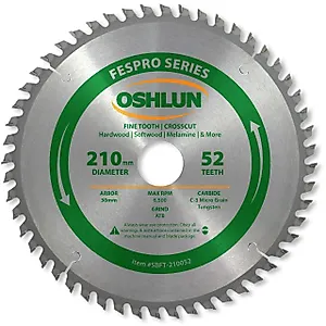 Oshlun SBFT-210052 210mm 52 Tooth FesPro Crosscut ATB Saw Blade with 30mm Arbor for Festool TS 75 EQ