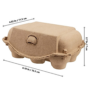 MUKLEI 50 PCS Paper Egg Cartons, 6 Egg Cartons Pulp Egg Cartons for Kitchen, Farm, Market, Travel and Transport, Brown