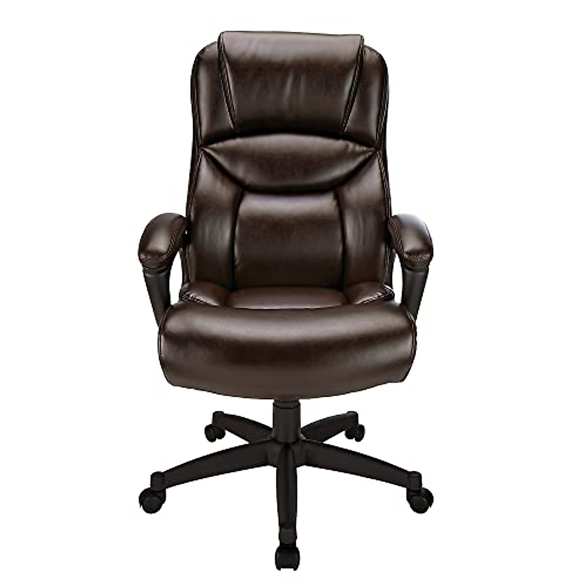 Realspace® Fennington Bonded Leather High-Back Chair, Brown/Black