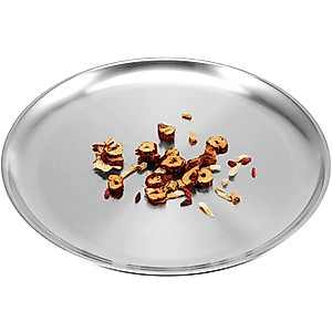 JOIKIT 4 Pack 12 Inch Stainless Steel Plate, Round Metal Dinner Plates, Kitchenware Dinner Dishes Serving Tray Large Camping Plates for BBQ, Snack, Food Serving, Dishwasher Safe