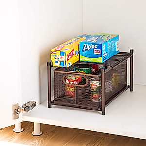 Home Zone Living Under Bathroom Sink Organizer – Sliding Basket, Inside Cabinet Storage