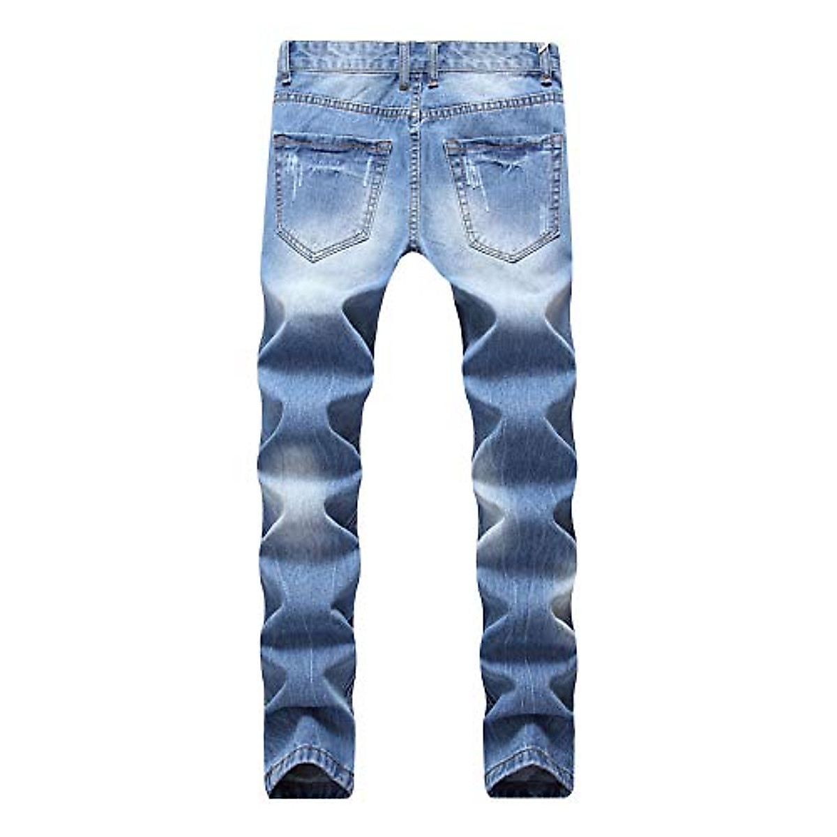 Enrica Men's Ripped Distressed Destroyed Straight Fit Washed Denim Jeans(405 Blue, 44)