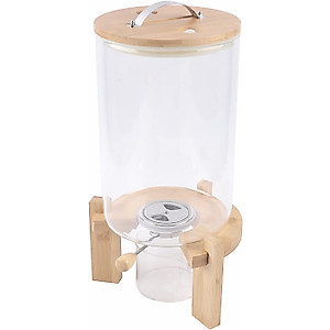 Xuthusman Capacity Airtight Glass Dry Food Storage Container Cereal Rice Dispenser w/Round Bamboo Lids & Cup & Stand (7.5L)