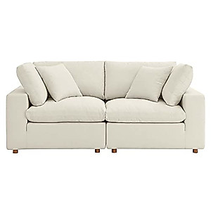 Modway Commix Modular Sofa, Loveseat sectional, Light Beige Fabric